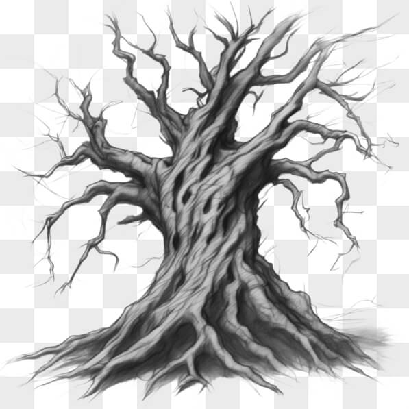 Download Creepy Black and White Drawing of Haunted Old Tree Sketches ...