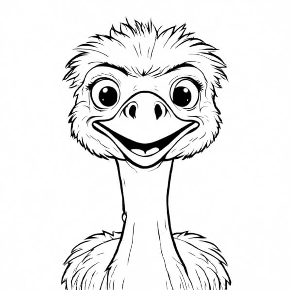 Download Ostrich Coloring Page with Smiling Face Coloring pages Online ...