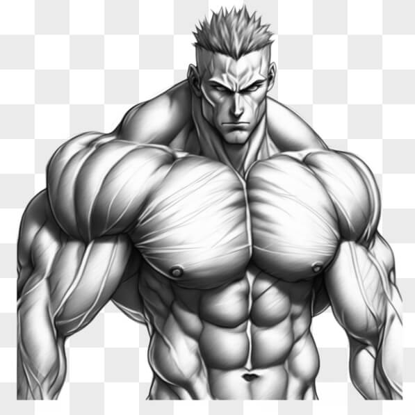 Download Black and White Anime Bodybuilder Illustration Sketches Online ...
