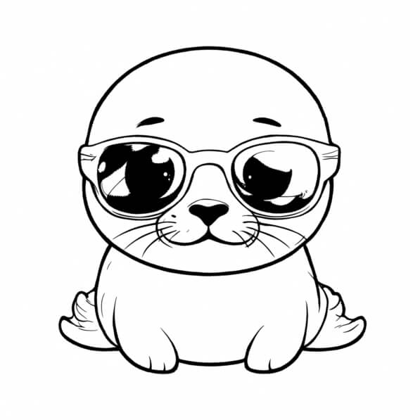 Descarga Foca linda con gafas de sol Páginas para colorear En Línea ...