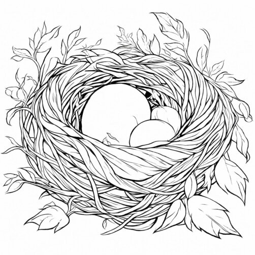 Download Empty Nest Drawing with Egg and Leaves Coloring pages Online ...