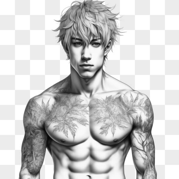 Download Black and White Drawing of a Tattooed Man Sketches Online ...