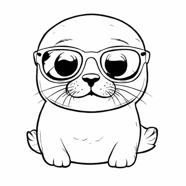 Descarga Foca de Dibujos Animados con Gafas de Sol Páginas para ...