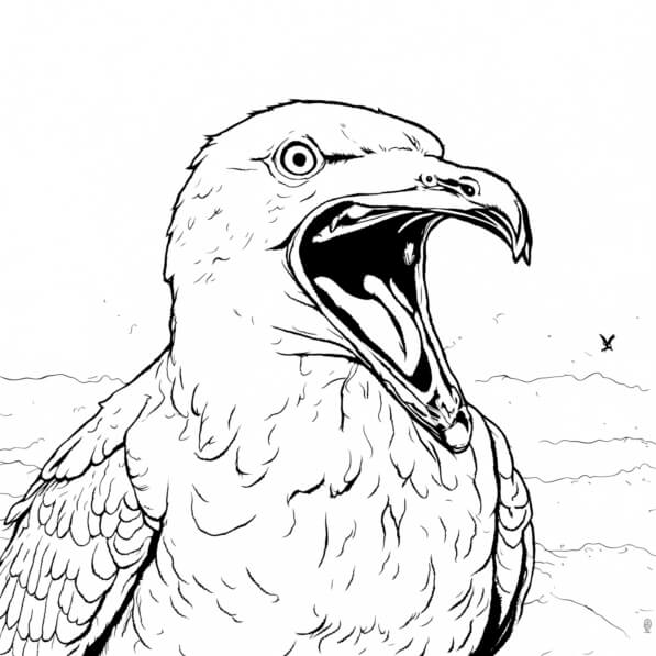 Download Bird on Beach with Mouth Open Coloring pages Online - Creative ...