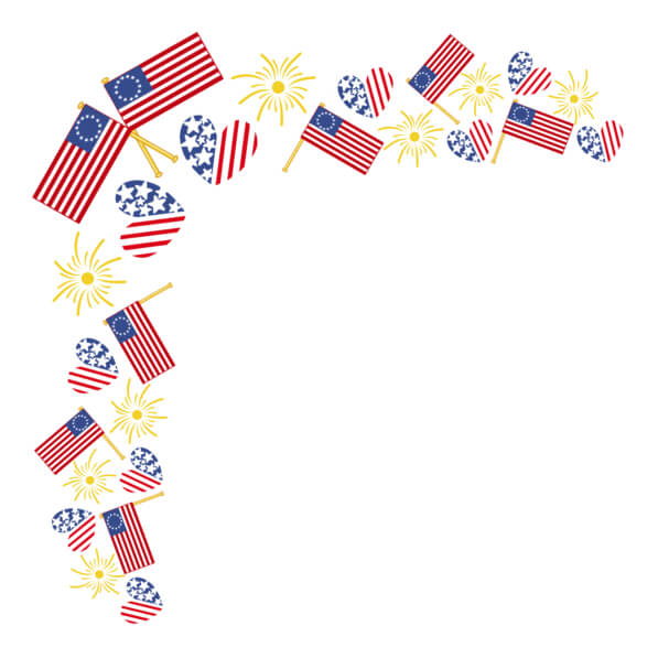 Descarga Borde patriótico con banderas y fuegos artificiales Bordes y ...