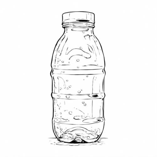 Download Black and White Drawing of an Empty Plastic Bottle Coloring ...