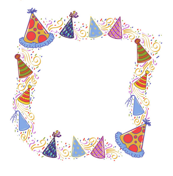 Download Colorful Party Frame with Hats, Confetti, and Balloons Frames ...