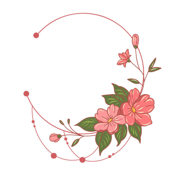 Descarga Marco Circular con Flores Rosadas y Hojas Verdes Marcos En ...