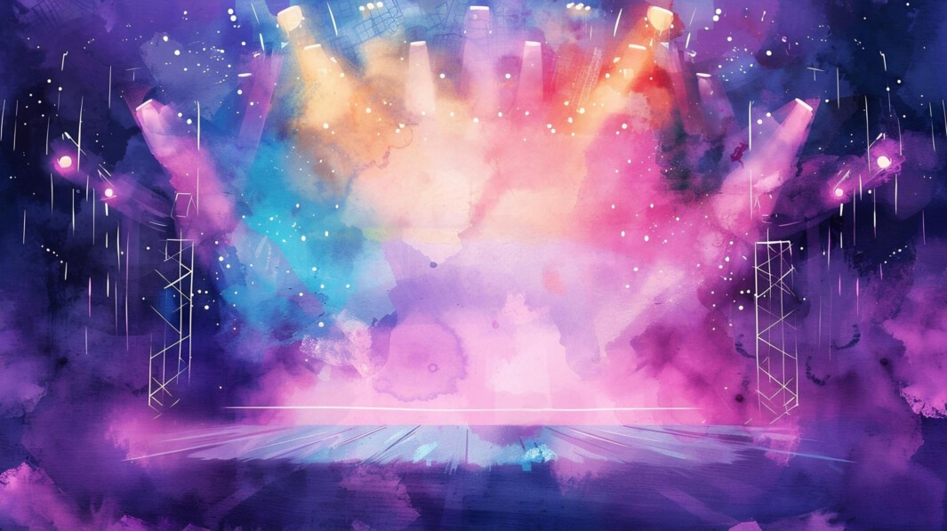 Download Colorful Stage with Spotlights Watercolor Painting Backgrounds ...