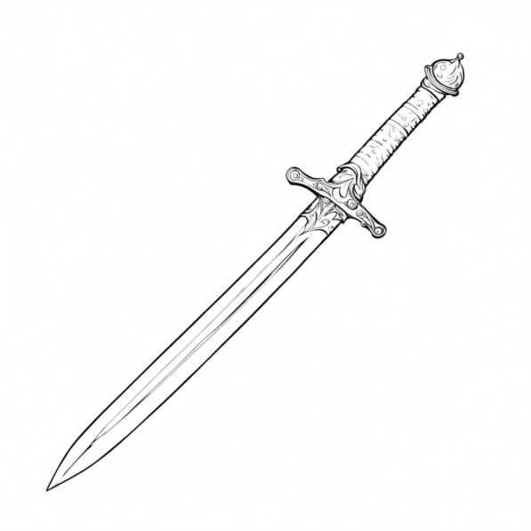 Download Intricate Sword Drawing Coloring pages Online - Creative Fabrica