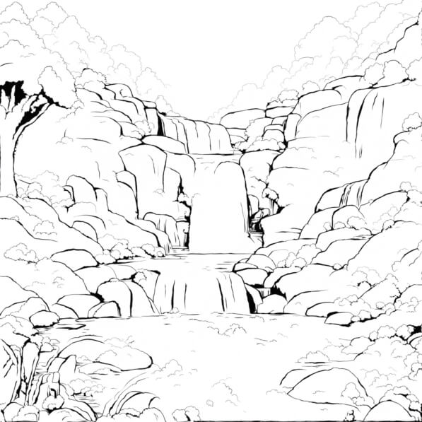 Download Waterfall Coloring Page for Kids Coloring pages Online ...