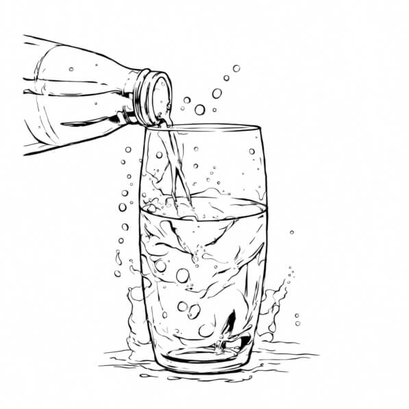 Download Pouring Water into Glass Coloring pages Online - Creative Fabrica