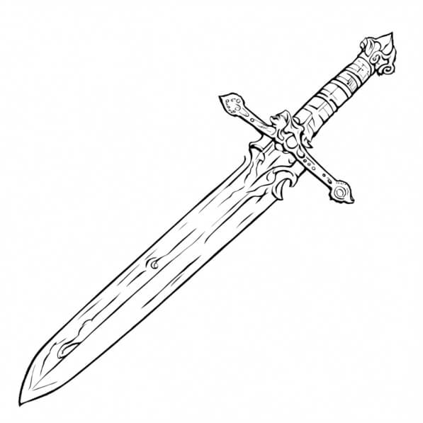 Download Black and White Sword Drawing Coloring pages Online - Creative ...