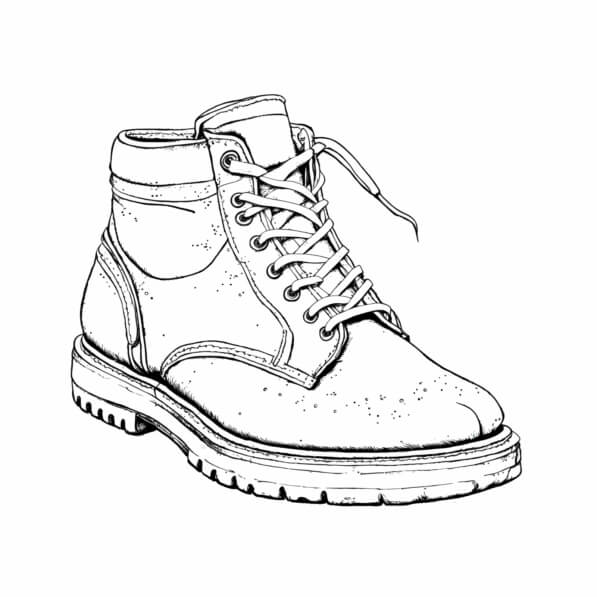 Download Black-and-White Drawing of Open-Toed Boot with Laces Coloring ...