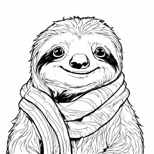Download Sloth Coloring Page with Flowers and Leaves Coloring pages ...