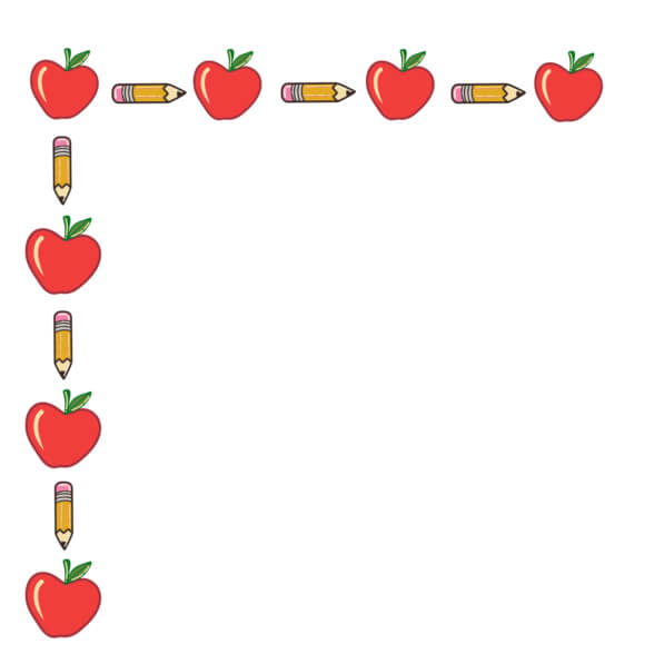 Download Apple-Shaped Frame with School Supplies Borders & Corners ...