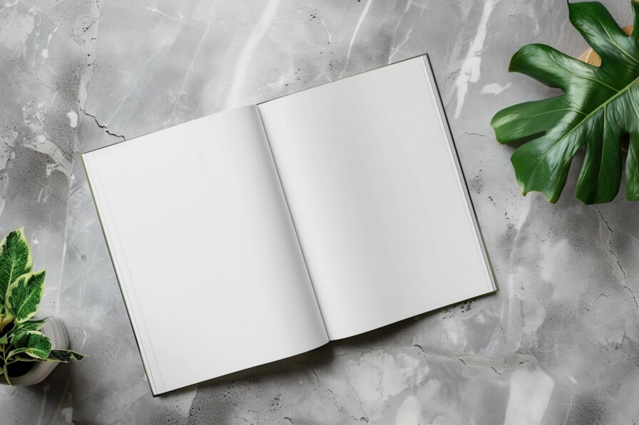 Download Open Notebook on Gray Marble Table Mockups Online - Creative ...
