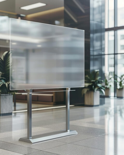 Descarga Tablero transparente en espacio de oficina vacío Mockups En ...
