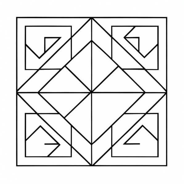 Download Abstract Geometric Coloring Page with Quilting Patterns ...