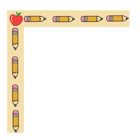 Descarga Marco en Forma de Lápiz con Manzana y Lápices Bordes y ...
