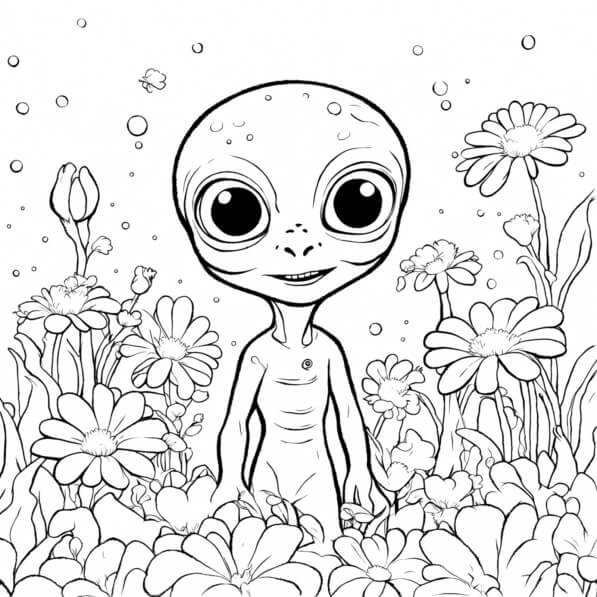Scarica Alieno in Bianco e Nero nel Campo dei Fiori Pagine da colorare ...