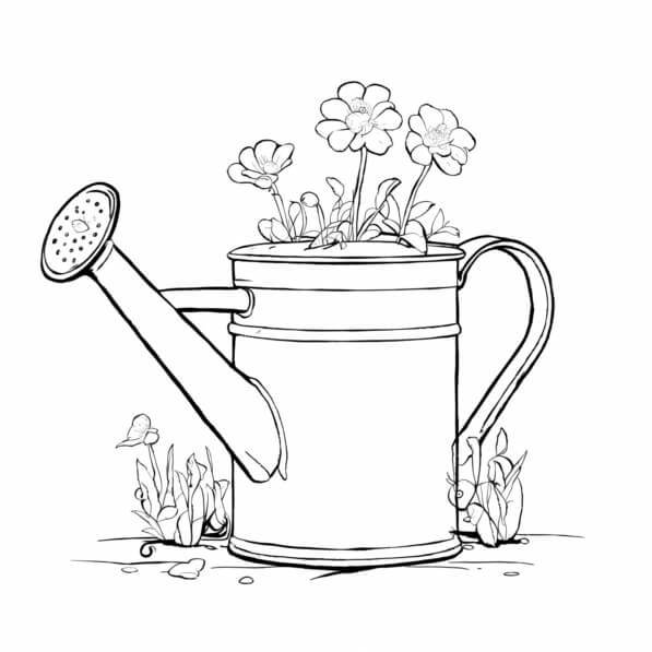 Descarga Regadera con flores estilo libro para colorear Páginas para ...