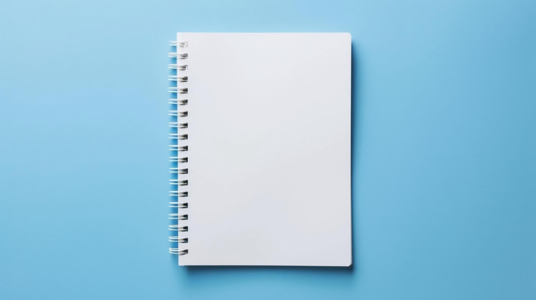 Download White Spiral Notebook on Blue Background Mockups Online ...