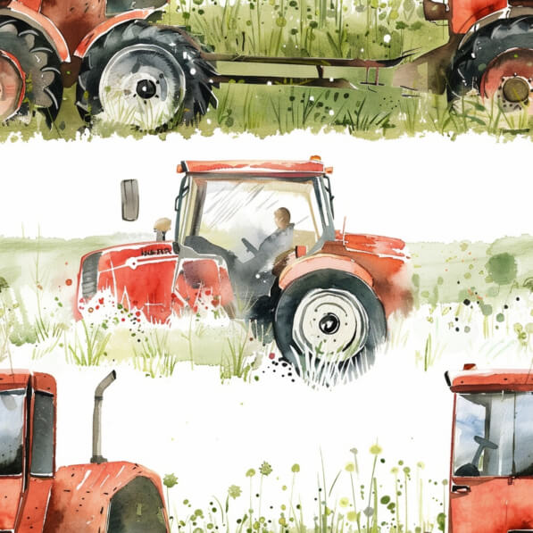 Download Colorful Tractors in Field Watercolor Painting Patterns Online ...