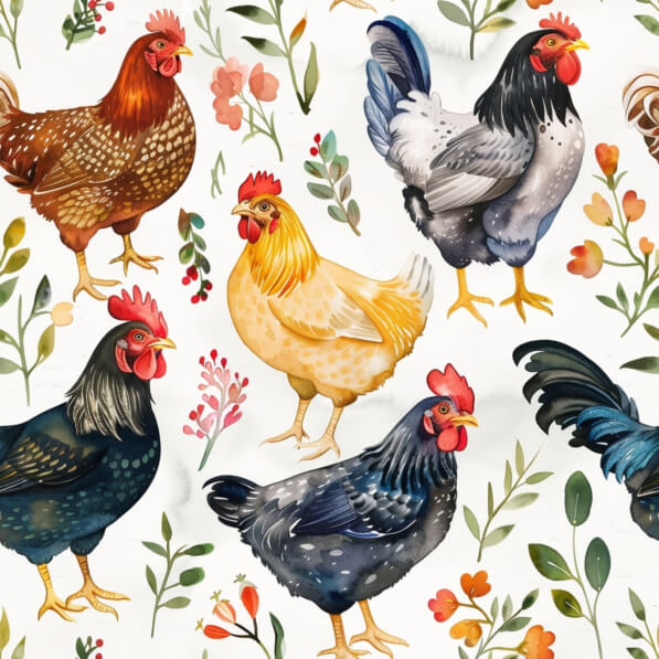 Download Colorful Chickens Seamless Pattern Patterns Online - Creative Fabrica