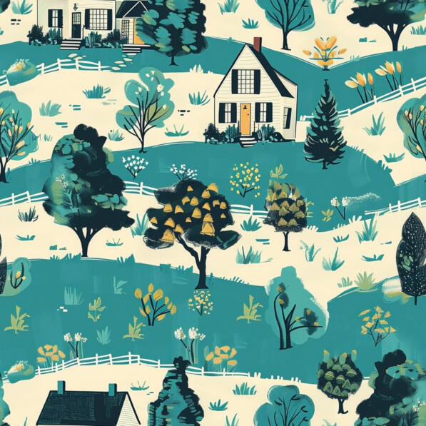 Download Idyllic Countryside Pattern Patterns Online - Creative Fabrica