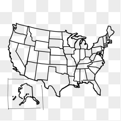 Download Black and White USA Map Coloring Page Sketches Online ...
