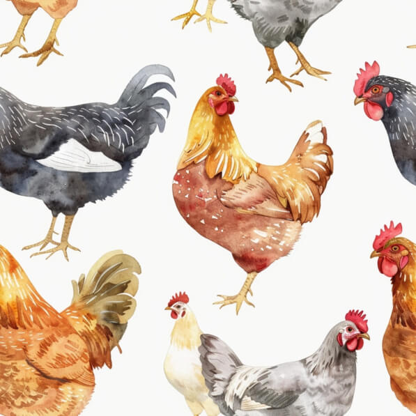 Download Colorful Watercolor Chickens Seamless Pattern Patterns Online ...