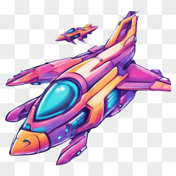 Baixe Nave Espacial Rosa e Roxa Colorida Cartoons - Creative Fabrica