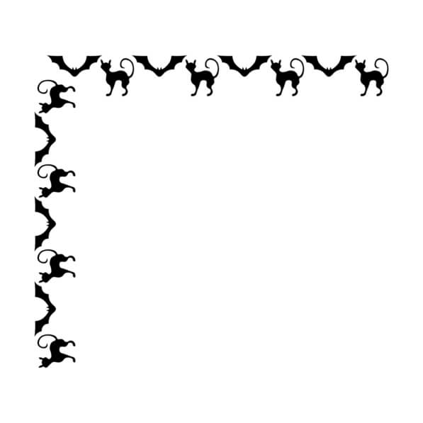 Download Black and White Halloween Border with Bats and Cat Silhouettes ...