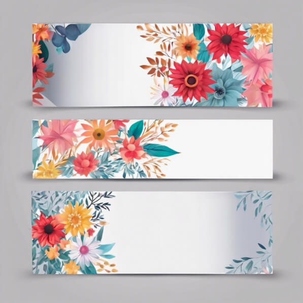 Download Colorful Floral Banners on Gray Background Mockups Online ...