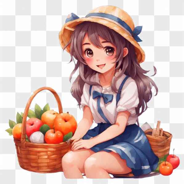 Download Kawaii Anime Girl with Basket of Apples Kawaii Online ...