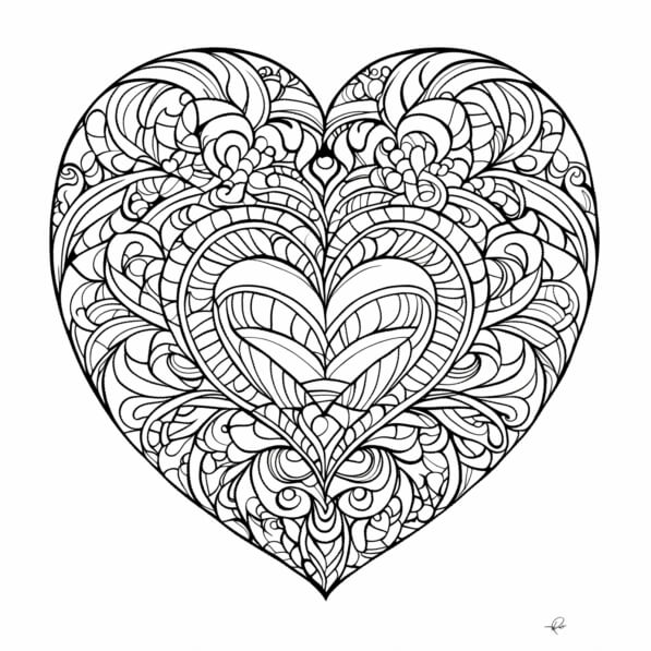 Download Intricate Heart Coloring Page Coloring pages Online - Creative ...