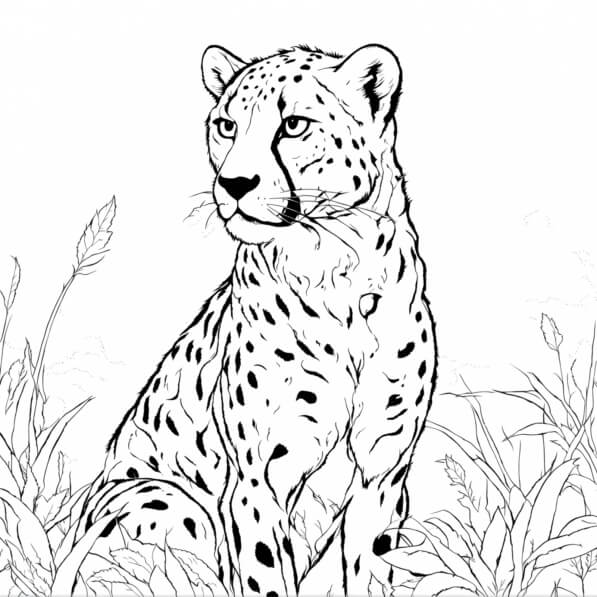 Download Cheetah in Grass with Lions, Tigers, and Leopards Coloring ...