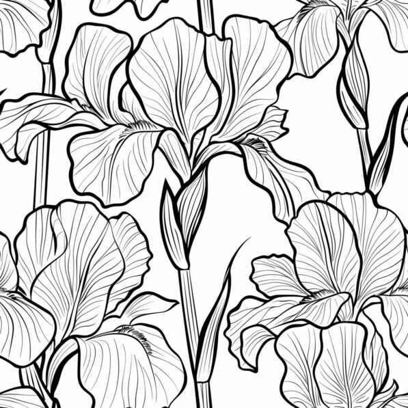 Download Black and White Iris Flowers Seamless Pattern Patterns Online ...
