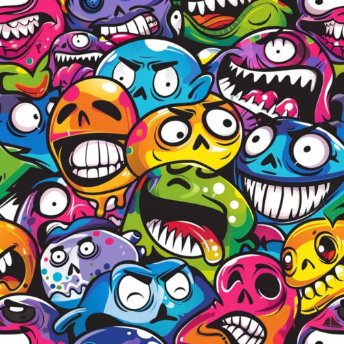 Download Colorful Cartoon Monster Seamless Pattern Backgrounds Online ...