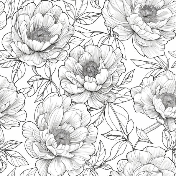 Download Seamless Black and White Peony Flower Pattern Patterns Online ...