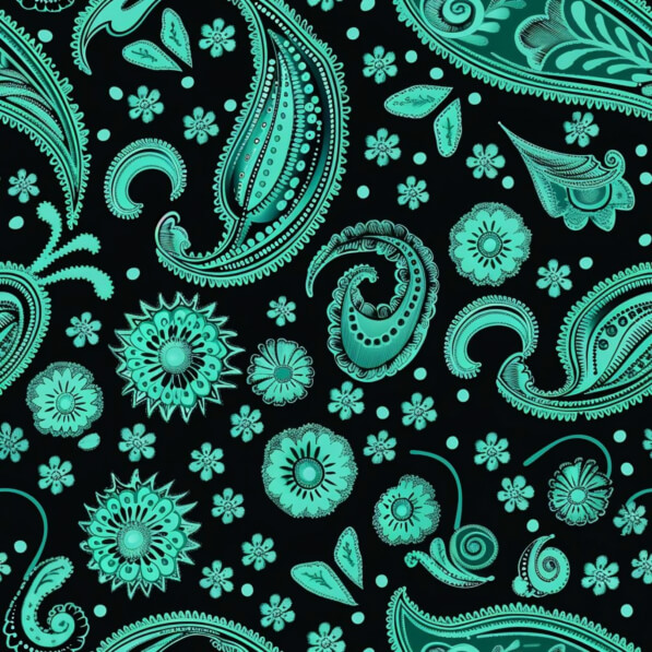 Download Turquoise Paisley Pattern on Black Background Patterns Online ...