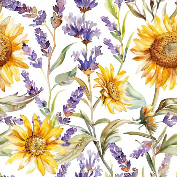 Download Watercolor Floral Pattern with Sunflowers and Lavender ...