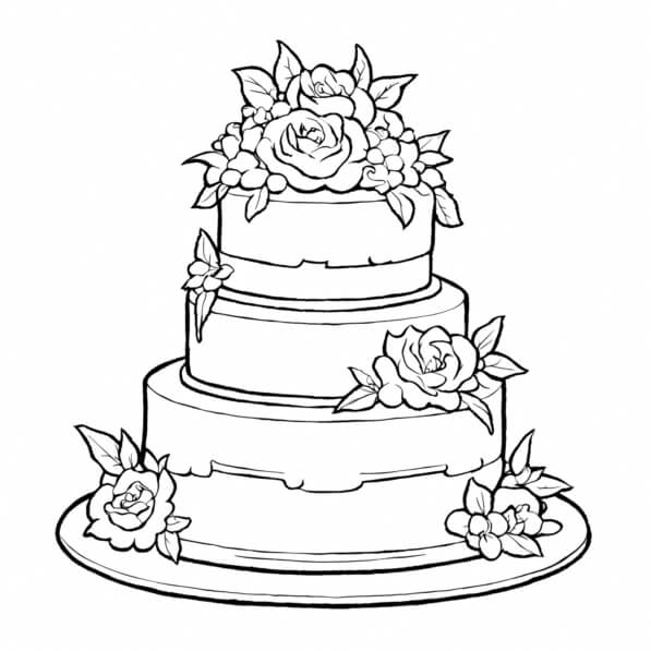 Download Three-Tiered Wedding Cake Coloring Page Coloring pages Online ...