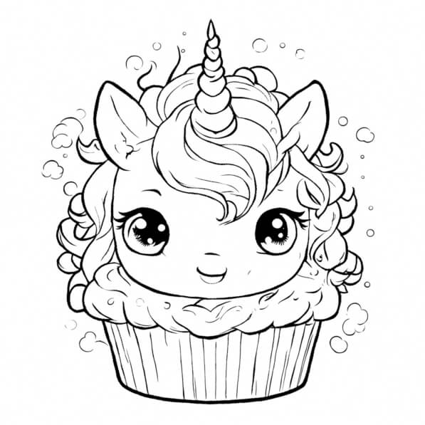 Download Unicorn Cupcake Coloring Page Coloring pages Online - Creative ...