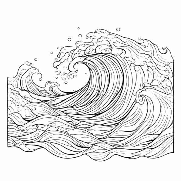 Download Black and White Wave Drawing Coloring pages Online - Creative ...