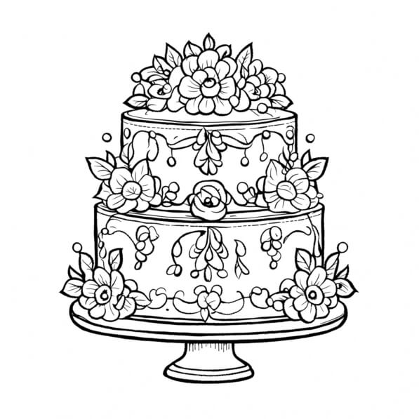 Download Three-Tiered Wedding Cake for Educational Purposes Coloring ...