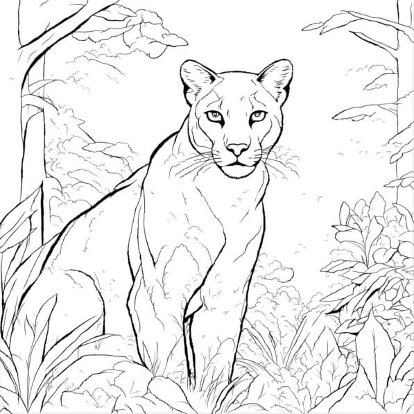 Download Panther in Jungle Coloring Page Coloring pages Online ...