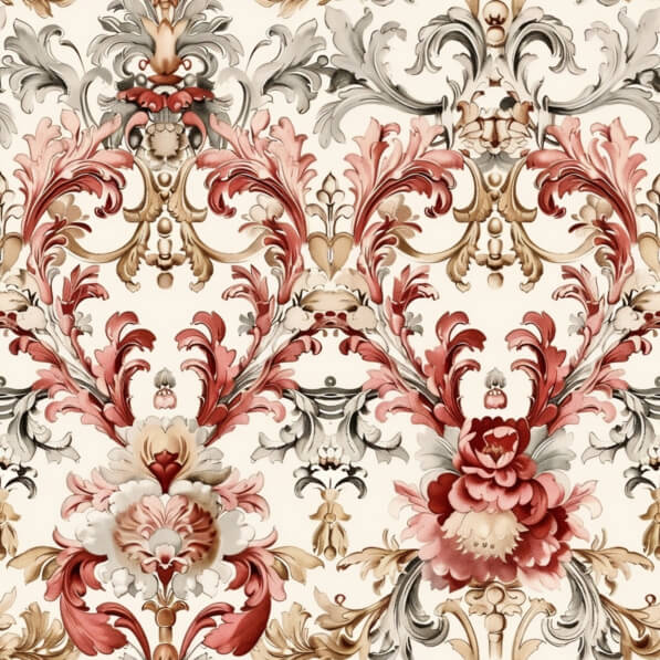 Download Ornate Floral Wallpaper with Red and White Flowers Patterns ...
