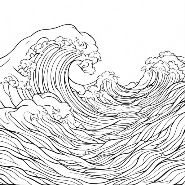 Download Great Wave off the Coast of Kanagawa Drawing Coloring pages ...